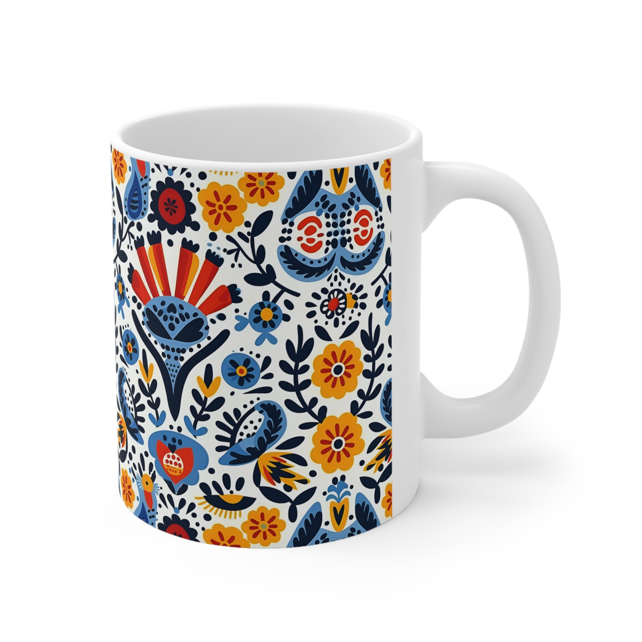 Sweden Blossoms Ceramic Mug 11oz, Springtime Coffee Mug, Nordic Floral ...