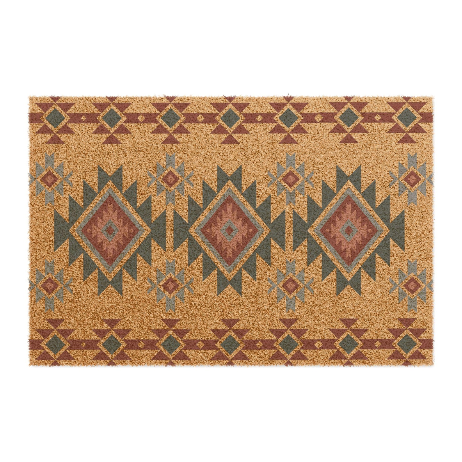 Southwest Coir Doormat: Aztec Tribal Design, Non-slip Entry Rug - Etsy