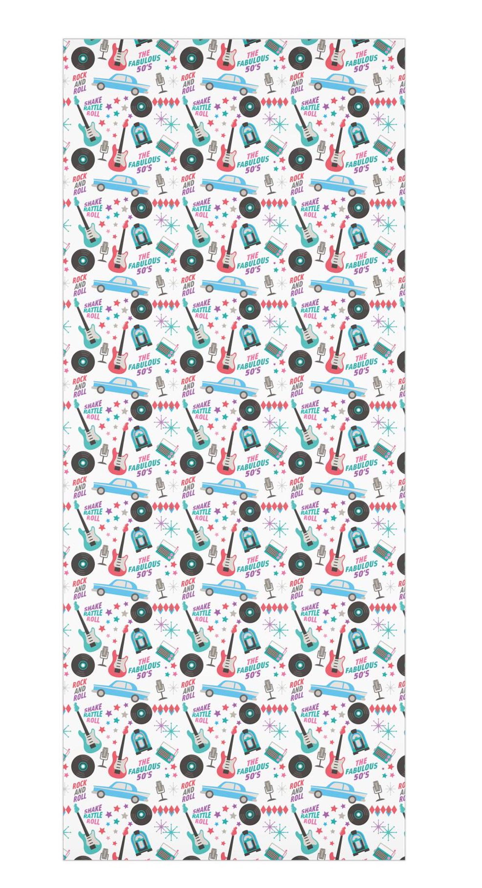 Retro Fifties Gift Wrap Papers | Cool Guitars and Big Cars Gift Wrap ...
