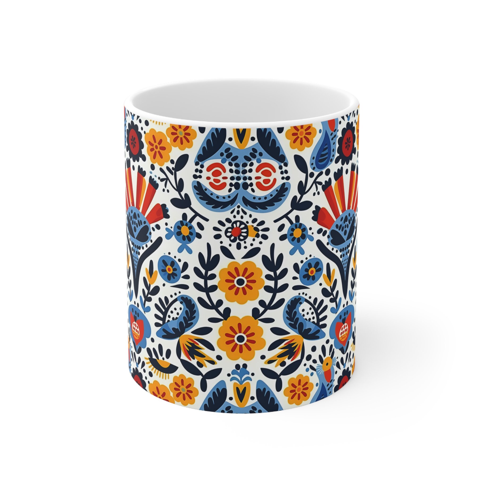 Sweden Blossoms Ceramic Mug 11oz, Springtime Coffee Mug, Nordic Floral ...