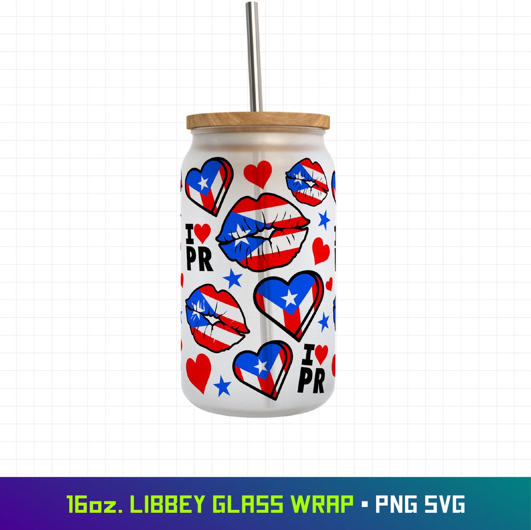 Puerto Rico Libbey Wrap, 16oz Libbey Glass Can, Puerto Rico Design ...