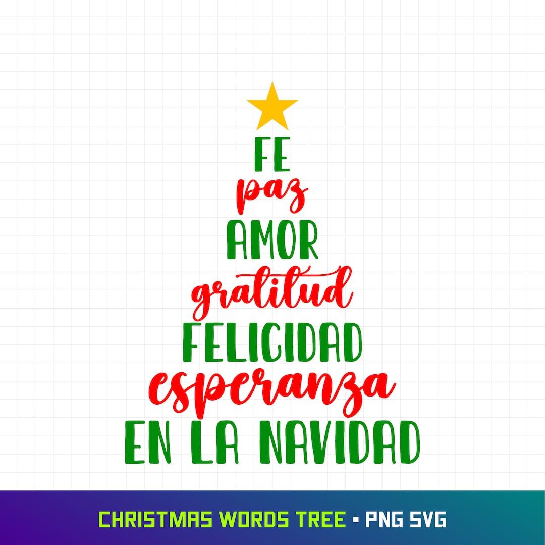 Christmas Words Tree, Christmas Svg, Christmas Tree Svg, Spanish ...