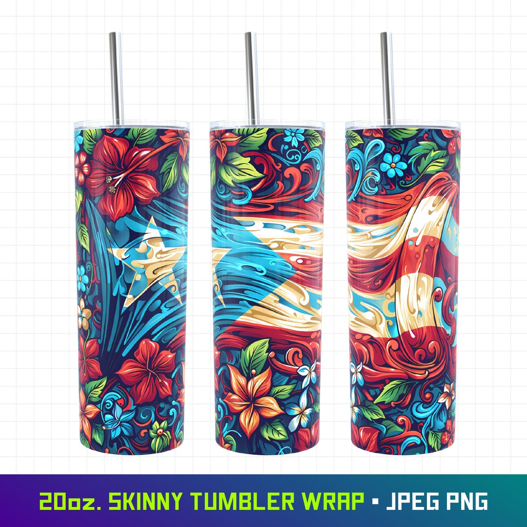 Puerto Rico Flag Tumbler, Puerto Rico Tumbler Wrap, 20oz Tumbler Wrap ...