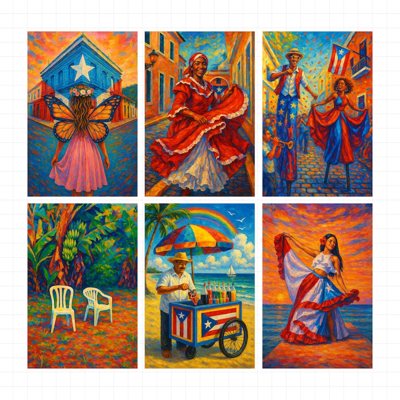 Puerto Rico Wall Art Bundle | 20 Colorful Acrylic Landscape Pngs ...
