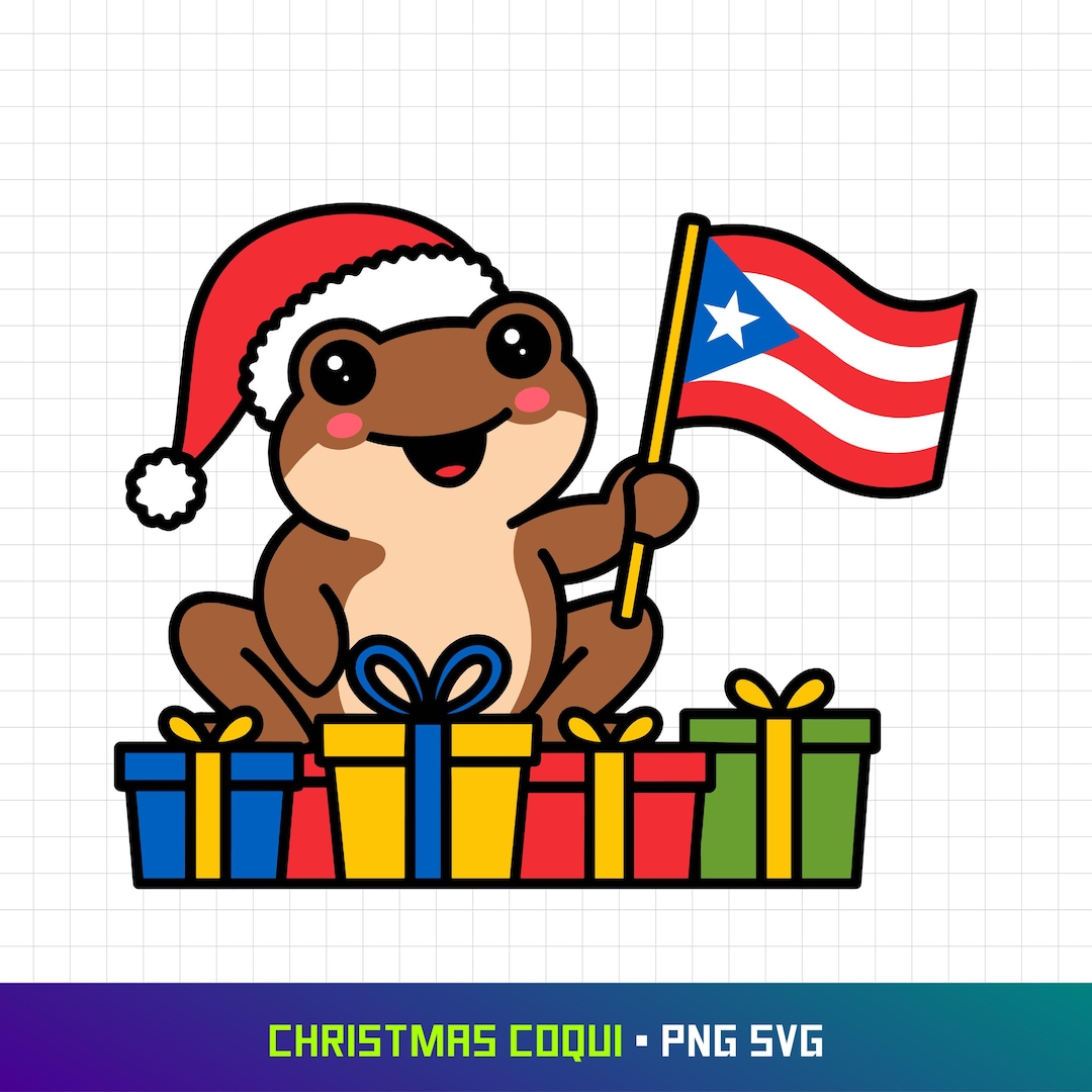 Christmas Coqui, Coqui Svg, Coqui Png, Puerto Rico Coqui Frog, Puerto ...