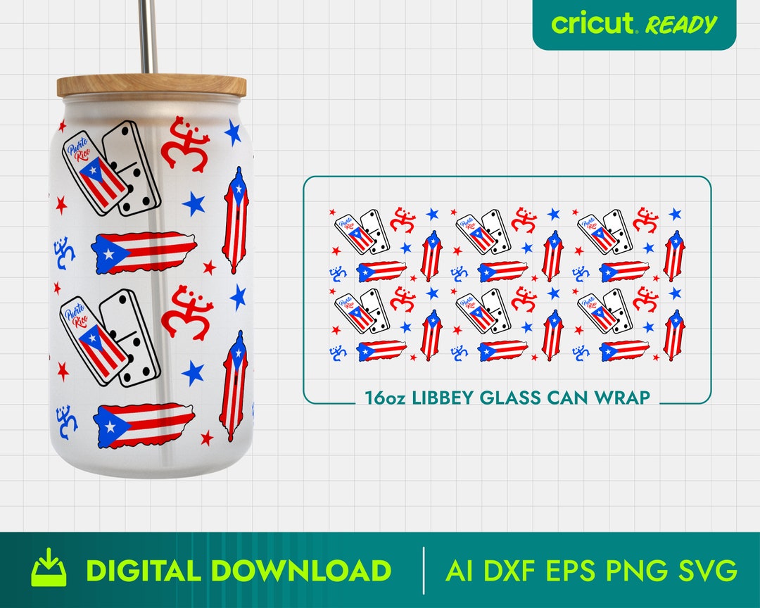Puerto Rico SVG, Puerto Rico Libbey Wrap, 16 Oz Libbey Glass Can Wrap ...