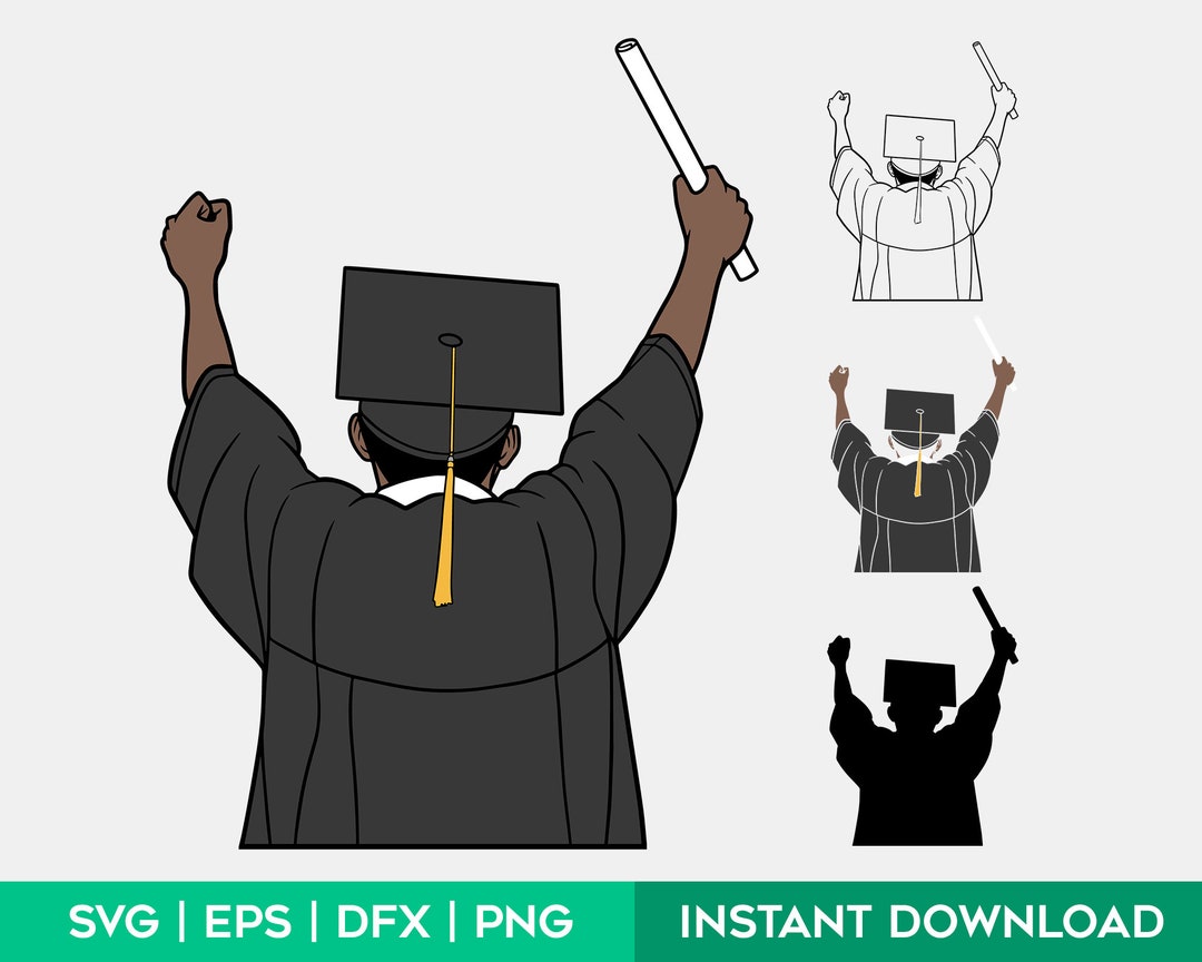 Graduation Man Black Graduate African Graduation Svg Eps Dfx Png Vector ...