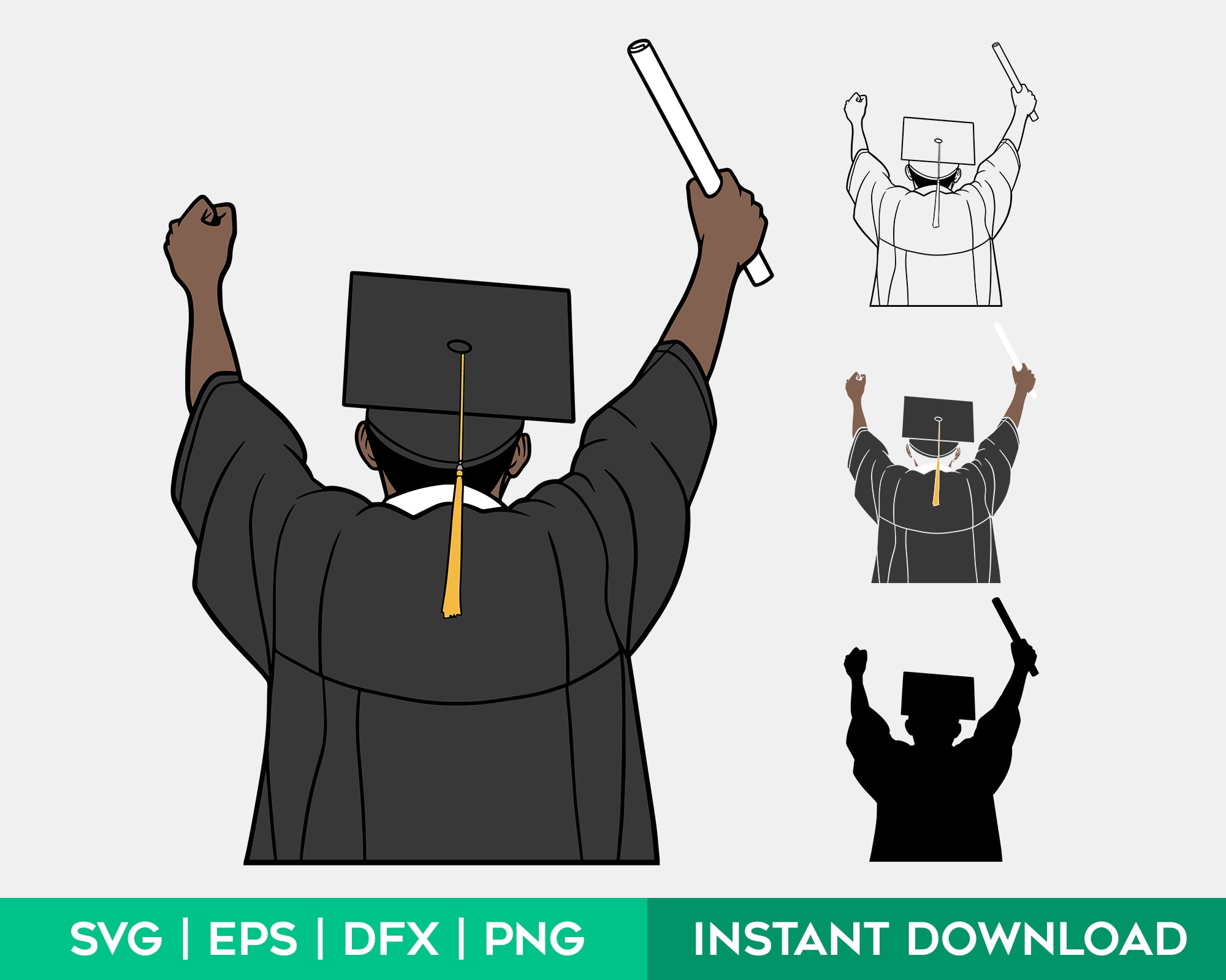 Graduation Man Black Graduate African Graduation Svg Eps Dfx - Etsy