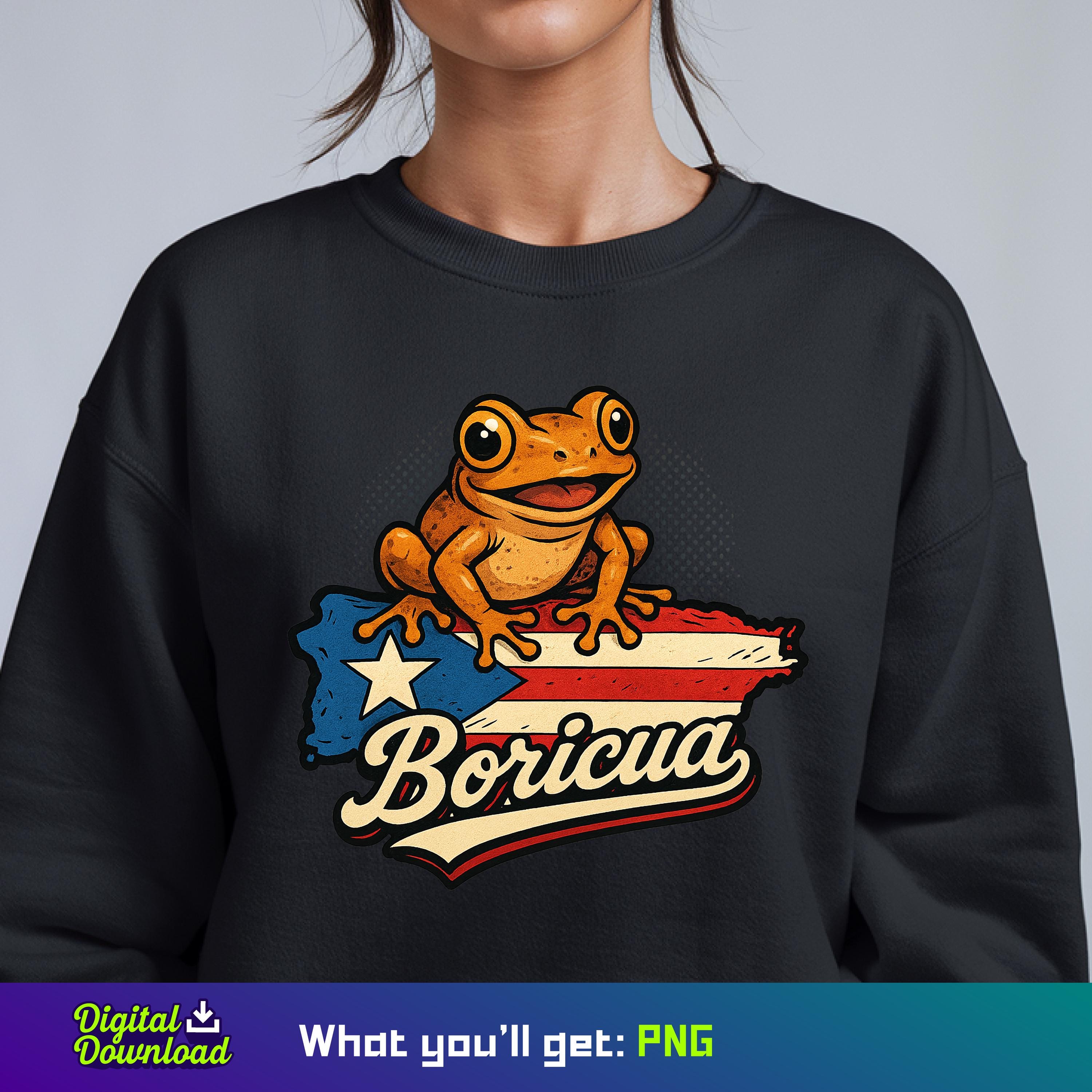 Puerto Rico PNG Sublimation, Coqui Frog on PR Map, Boricua Flag Design ...