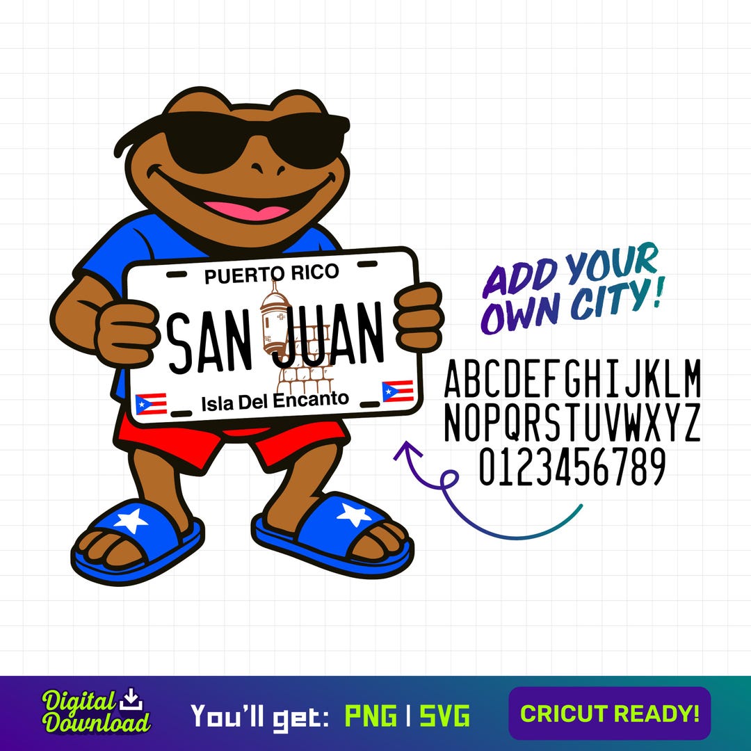 Puerto Rico Coquí Frog SVG PNG | PR License Plate Clipart | Puerto Rico ...