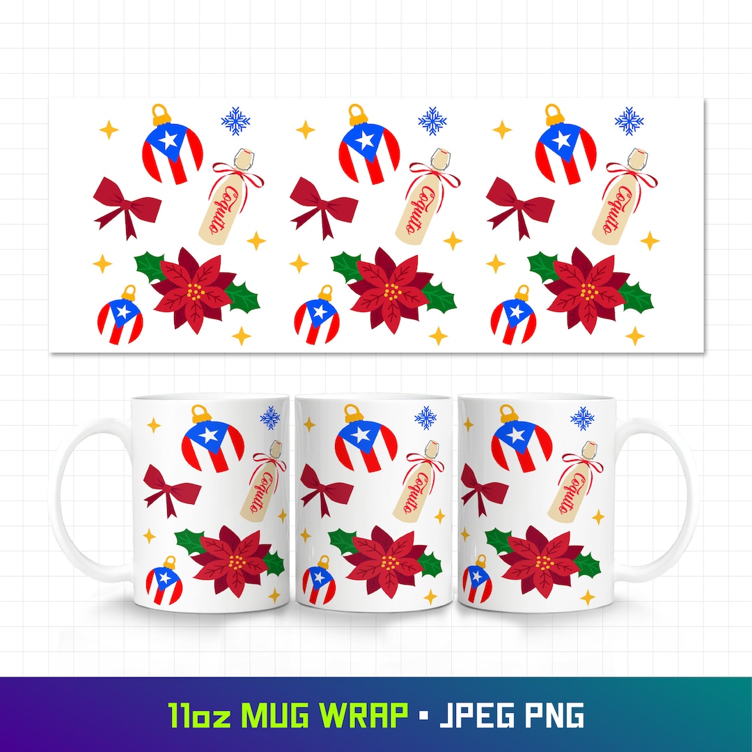 Puerto Rico Mug, 11oz Mug Wrap, Christmas Mug Wrap, Puerto Rico ...