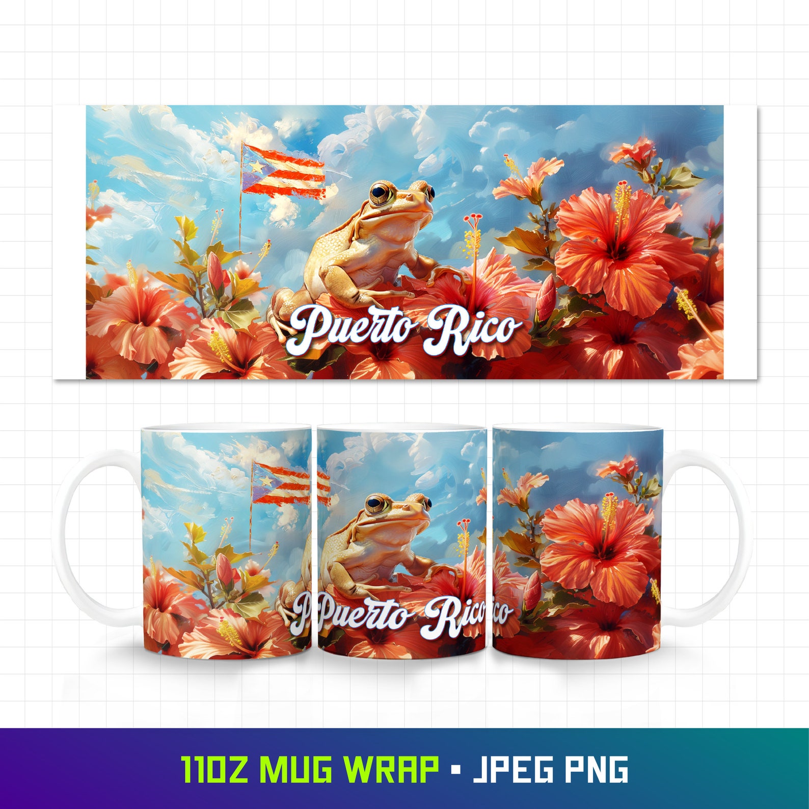 Puerto Rico 11oz Mug Wrap, Puerto Rico Png, Puerto Rican, Puerto Rico ...