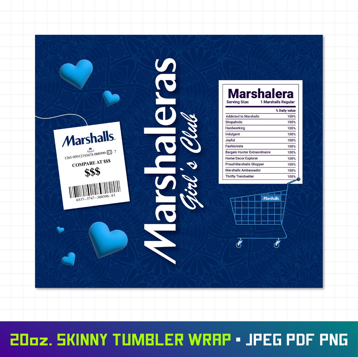 Marshalera Tumbler Wrap, Marshalls Store, 20oz Tumbler Wrap, Puerto ...