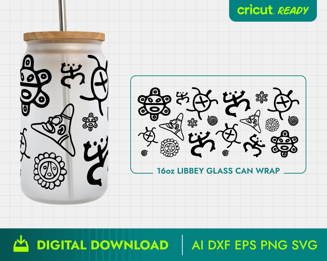 16 Oz Libbey Glass Wrap, Puerto Rico Libbey Wrap, Taino Design, Taino ...