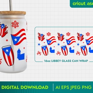 16 Oz Libbey Wrap, Puerto Rico Libbey Wrap, Puerto Rico SVG, Puerto ...