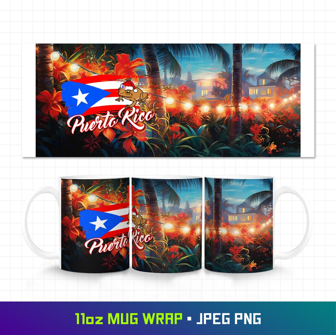 Navidad de Puerto Rico, Envoltura de taza de 11 oz, Taza de Puerto Rico ...