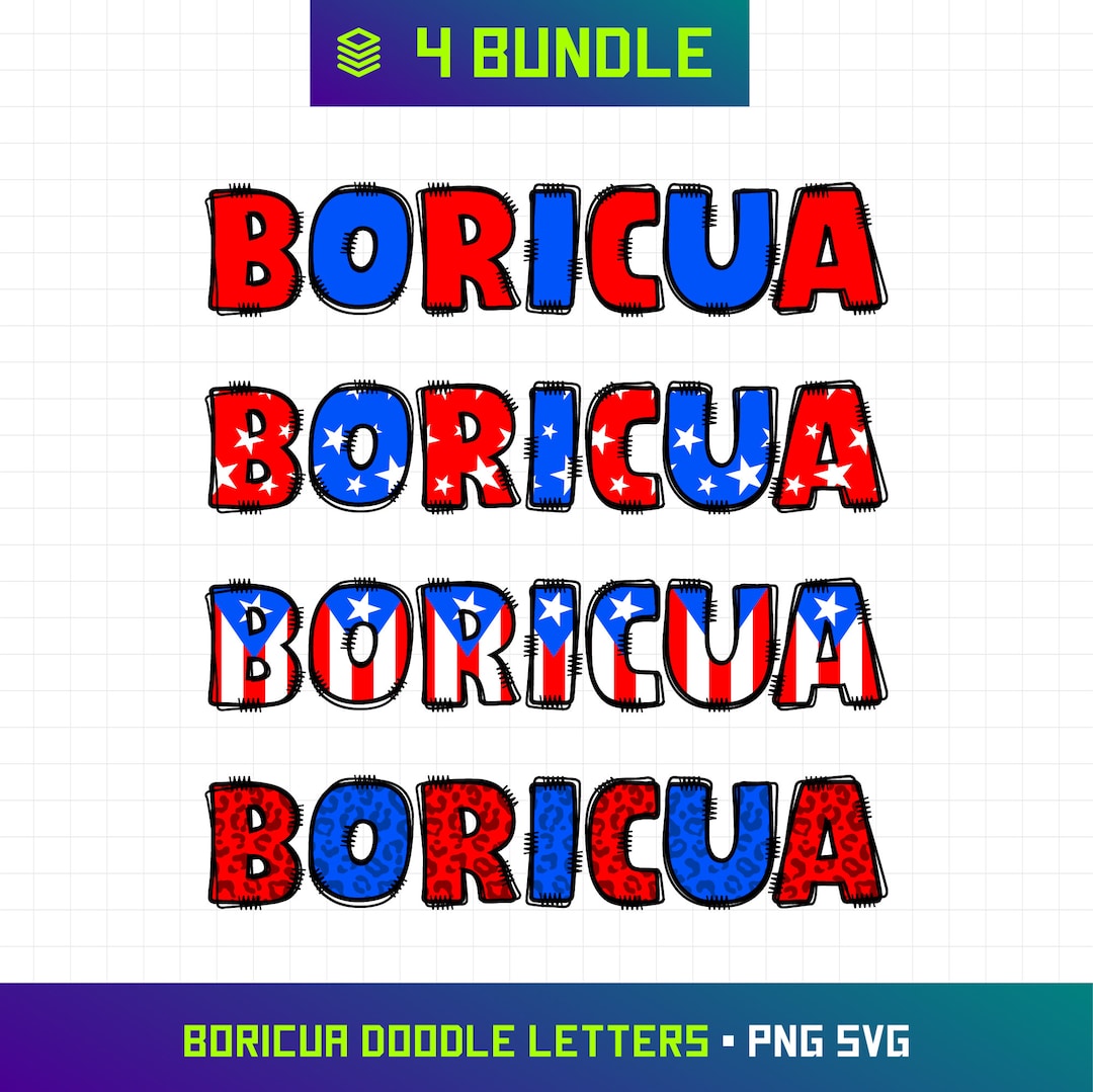 Boricua Doodle Letters, Puerto Rico Doodle Letters, Puerto Rico Svg ...