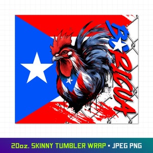 Puerto Rico Rooster, 20oz Tumbler Wrap, Puerto Rico Tumbler, Puerto ...
