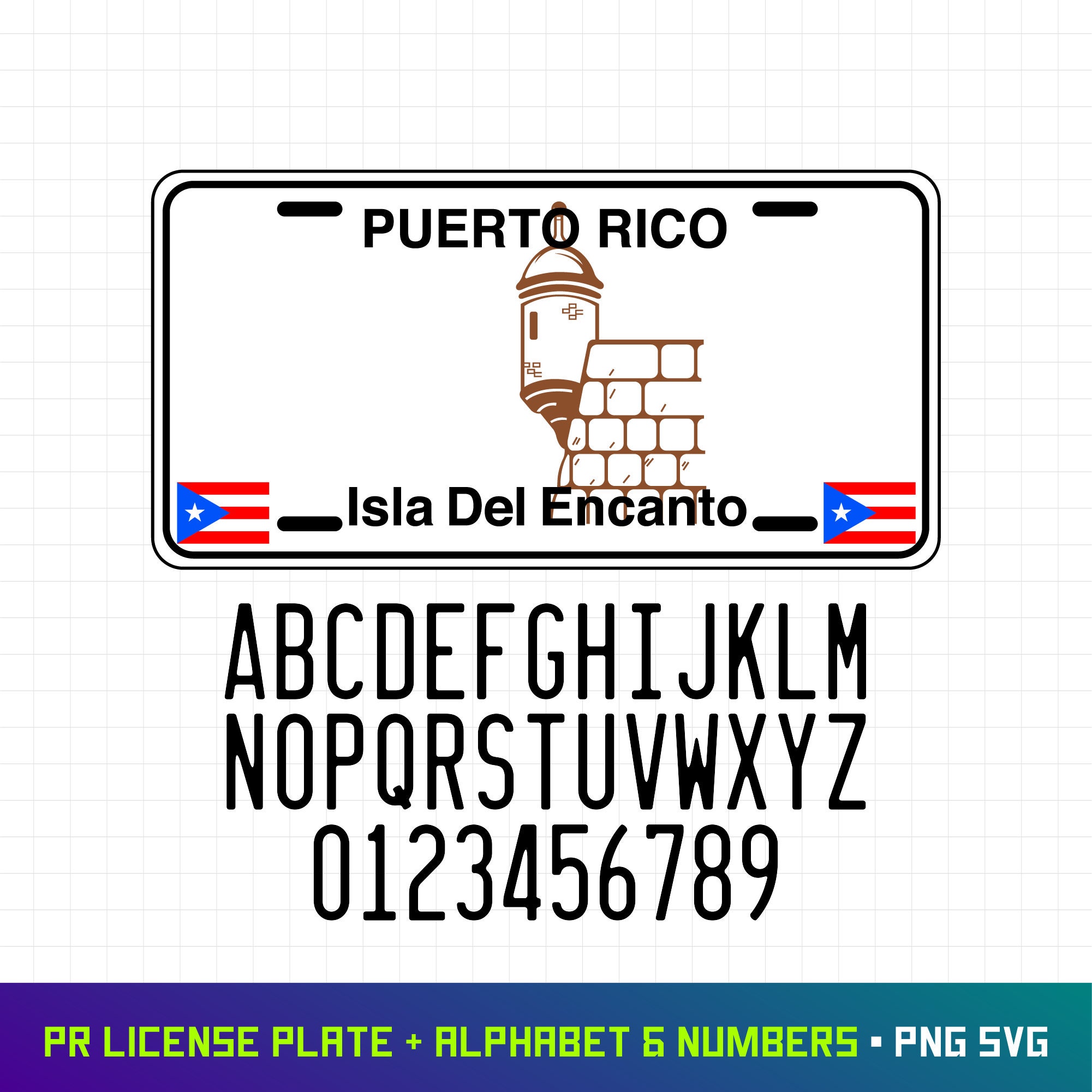 Puerto Rico License Plate, License Plate Alphabet and Numbers, Puerto ...