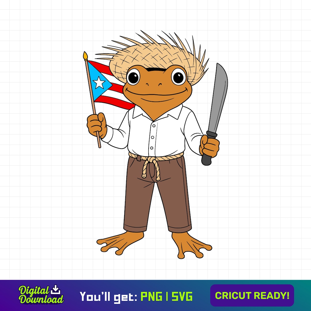 Puerto Rico Coqui Frog SVG: Jibaro Clipart, Boricua Cut File (digital ...
