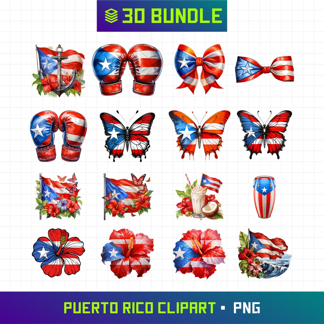 Puerto Rico Clipart Bundle, Puerto Rico, Puerto Rico Flag, Puerto Rico ...