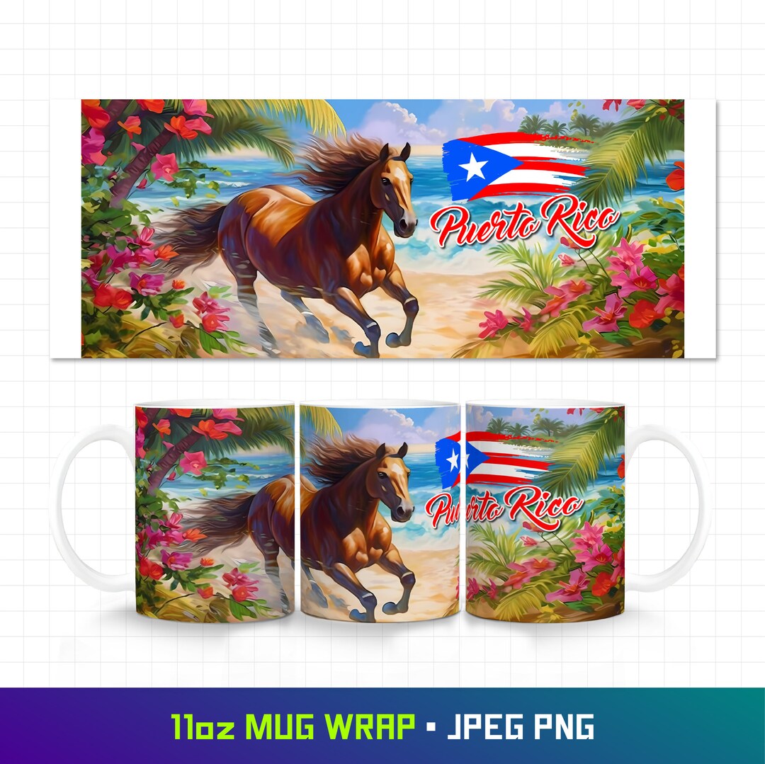 Puerto Rico Mug, 11oz Mug Wrap, Horse Mug Wrap, Boricua, Puerto Rico ...