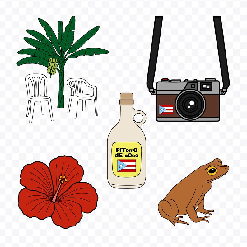 Paquete SVG PNG de Puerto Rico, Clipart Boricua, Diseño Sapo Concho ...