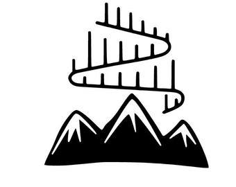 Alaska Logo Style Digital Image Northern Lights Aurora Salmon Stream ...