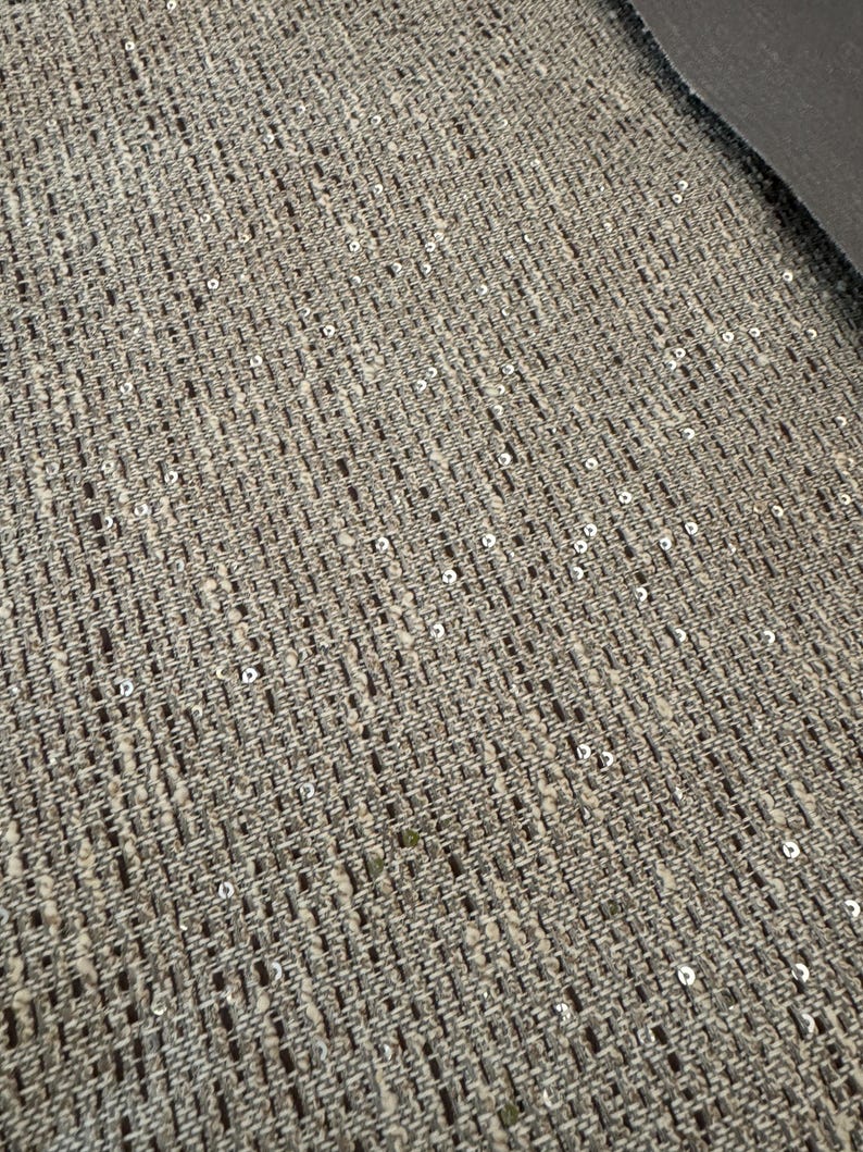 Designer Tweed Fabric With Underlining Fuseline, Luxury Italian Fabric ...