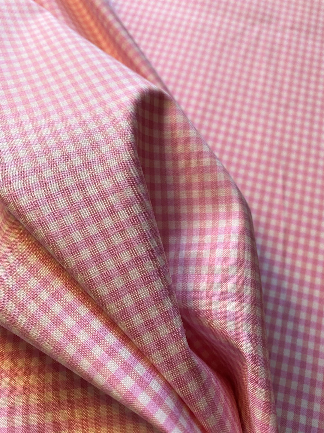 Pink/ White Checkered Fabric, Italian Fabric by Yard, Price is for ONE ...