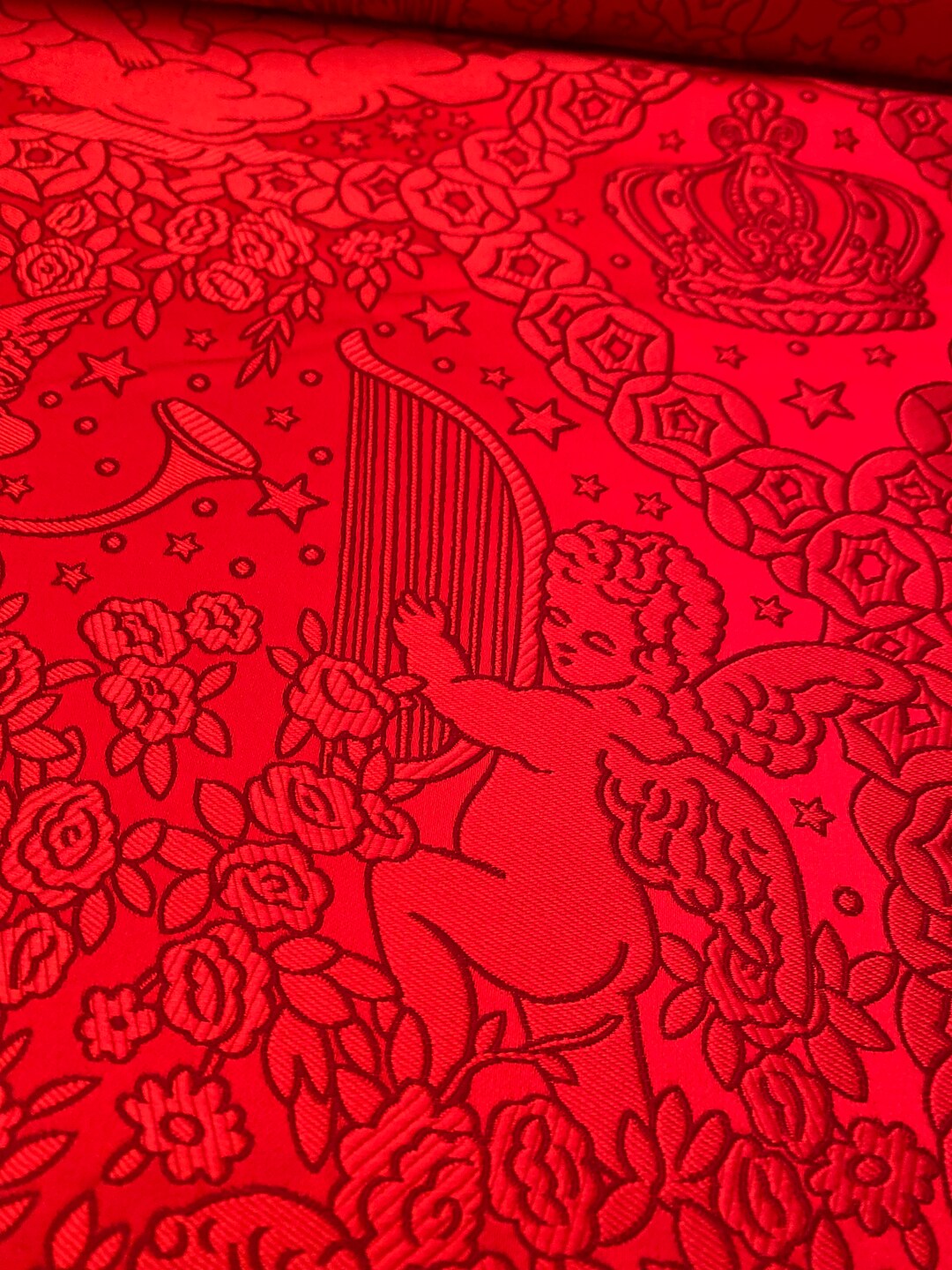 Chili Red Jacquard Fabric, Italian Fabric by Yard. - Etsy