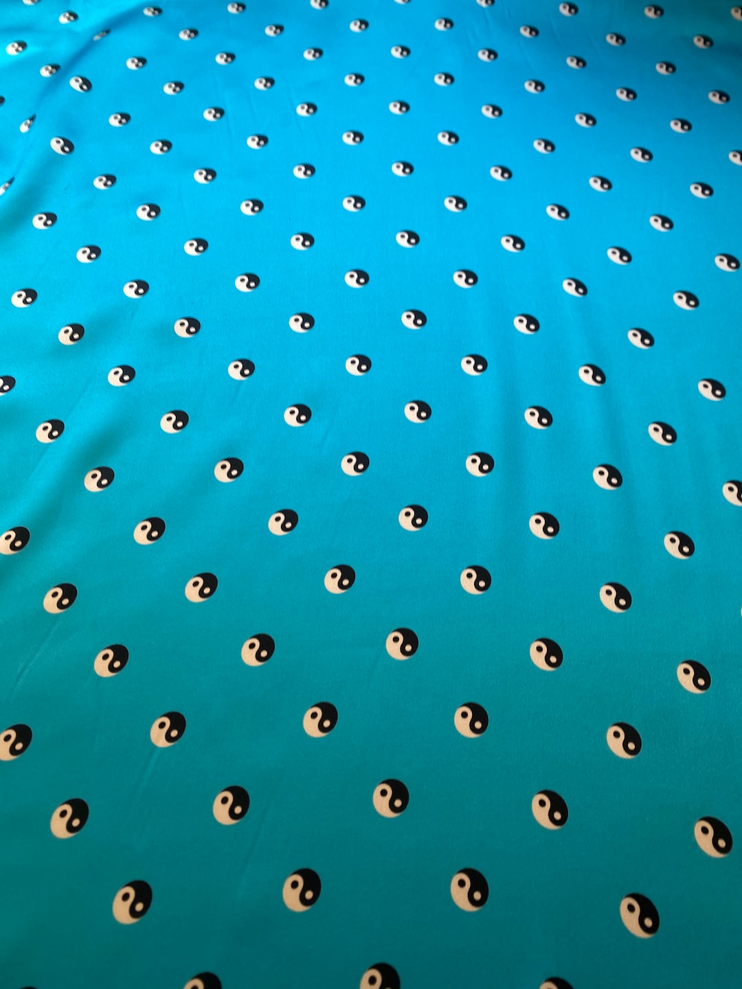 Silk Satin Fabric With Yin/yang Symbols, Luxury Italian Fabric by Yard ...