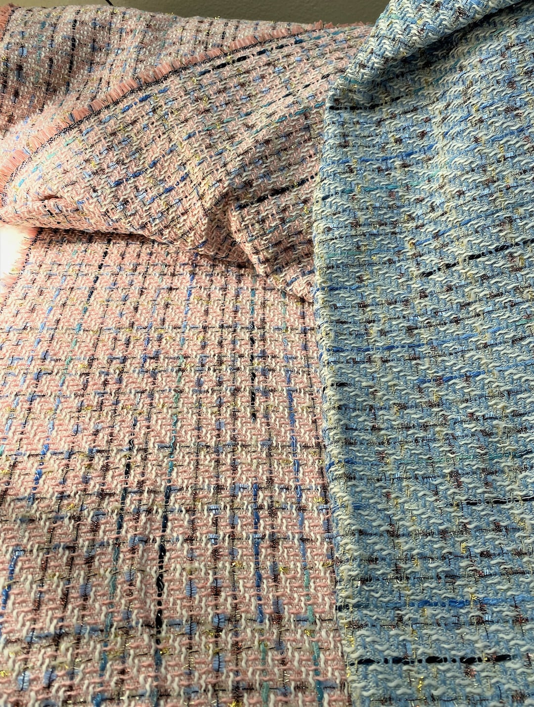 Tweed Fabric With Lurex, Two Colors, Italian Fabric by Yard. - Etsy