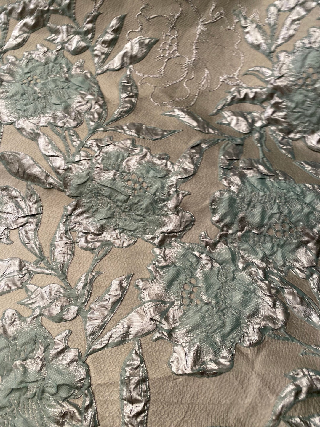 3D Metallic Brocade Fabric Panel With Embossed Design, Luxury Italian ...