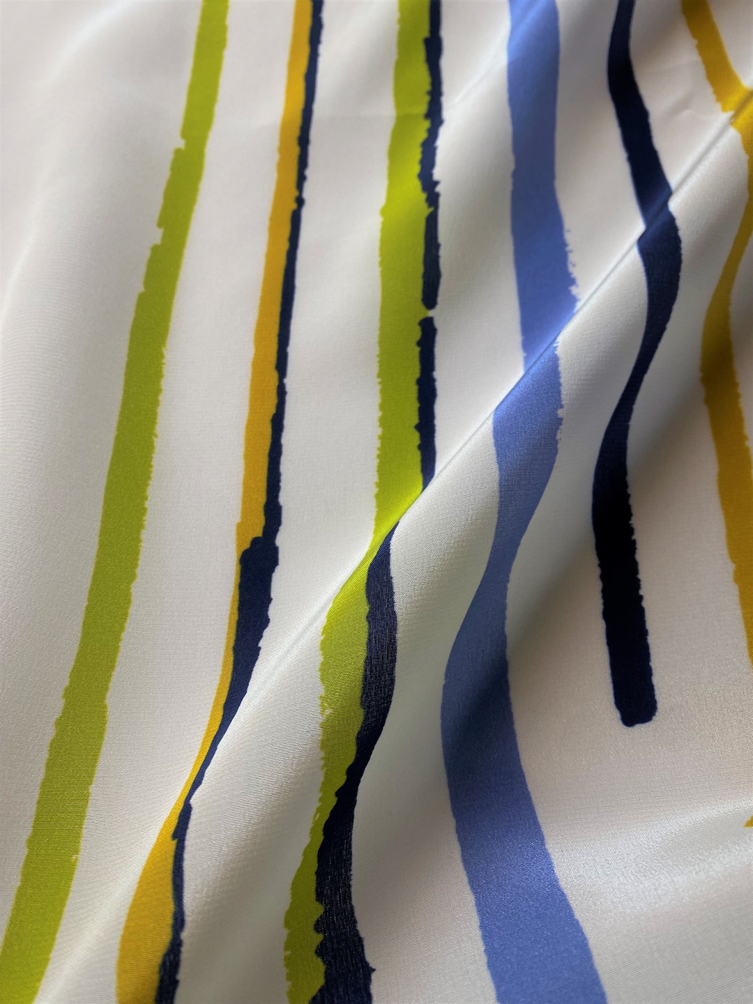Crepe De Chine Fabric: Italian Off-white Panel With Colorful Stripes - Etsy