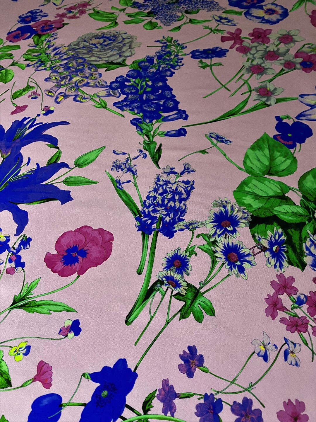 Two Yards of Floral Crepe Fabric, Luxury Italian Fabric, Designer ...