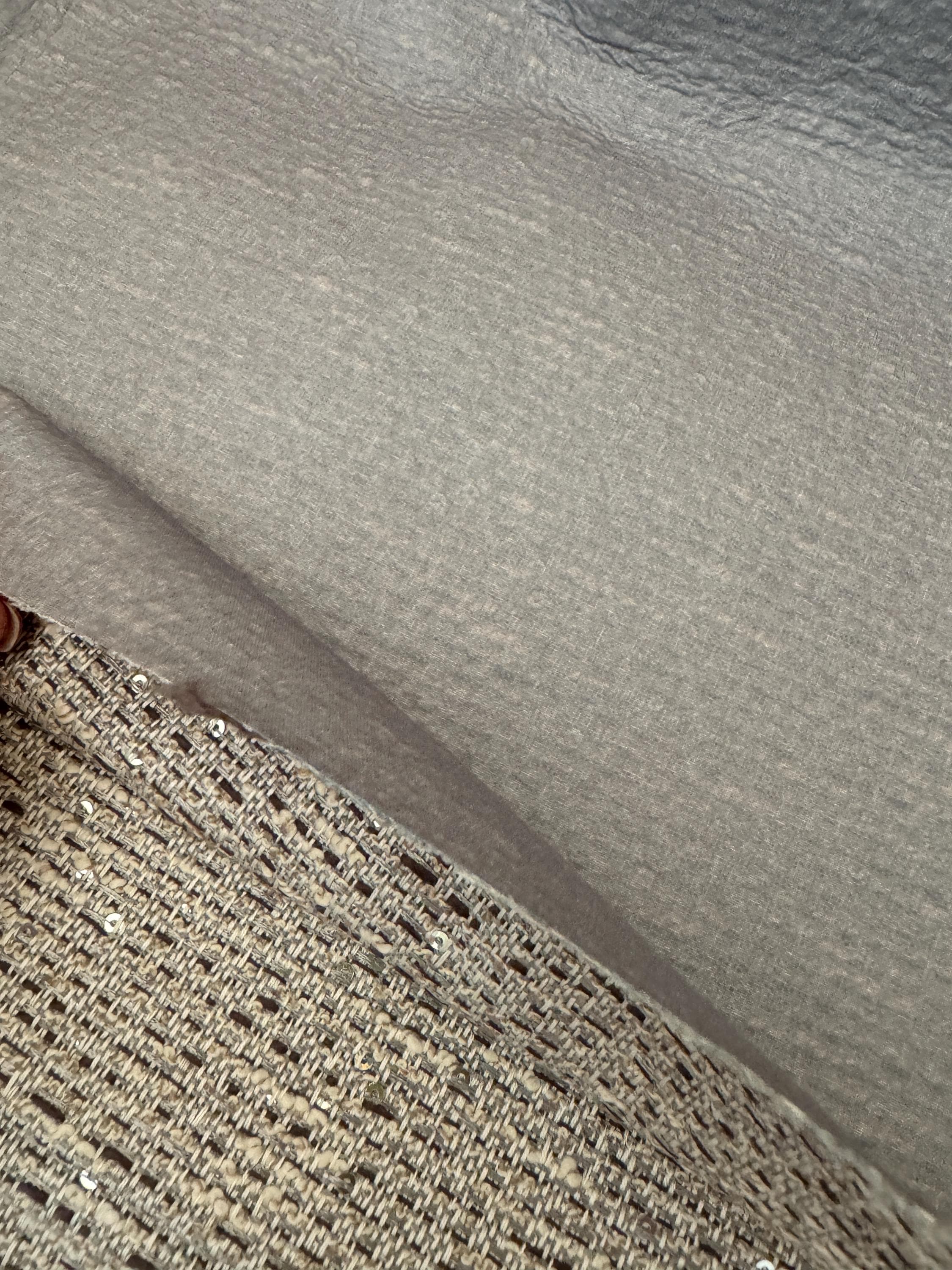 Designer Tweed Fabric With Underlining Fuseline, Luxury Italian Fabric ...