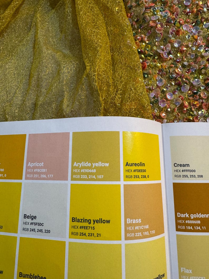 Beaded Evening Fabric: Yellow Tulle With Sequins, Italian Luxury - Etsy