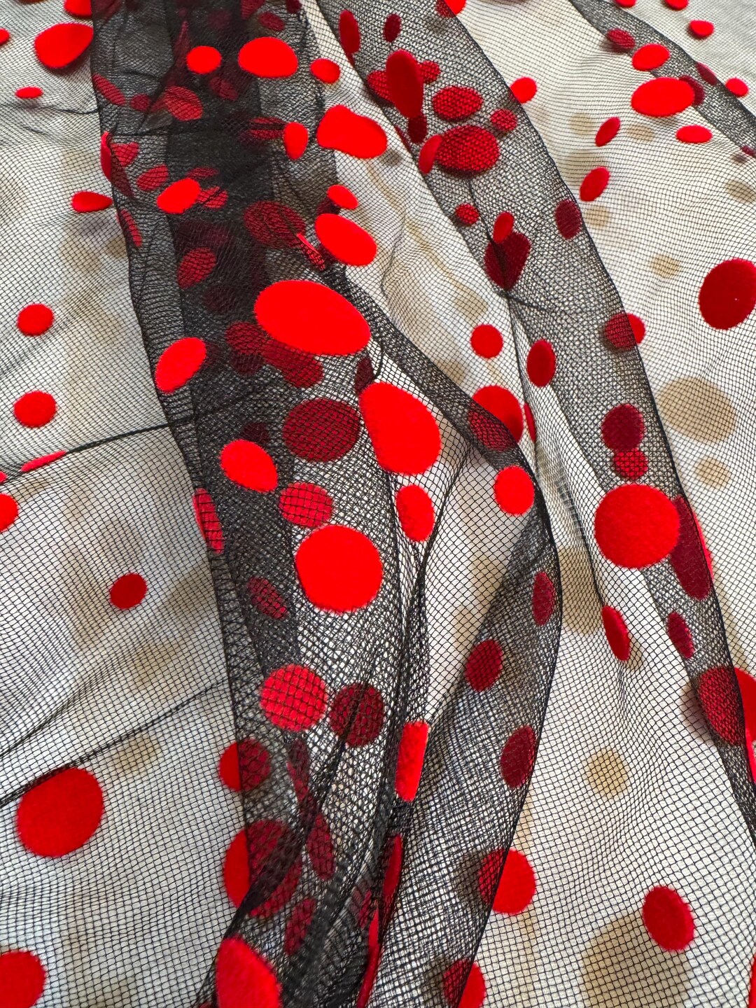 Black Tulle With Velvet Dots in Two Combinations, High Quality, Luxury ...