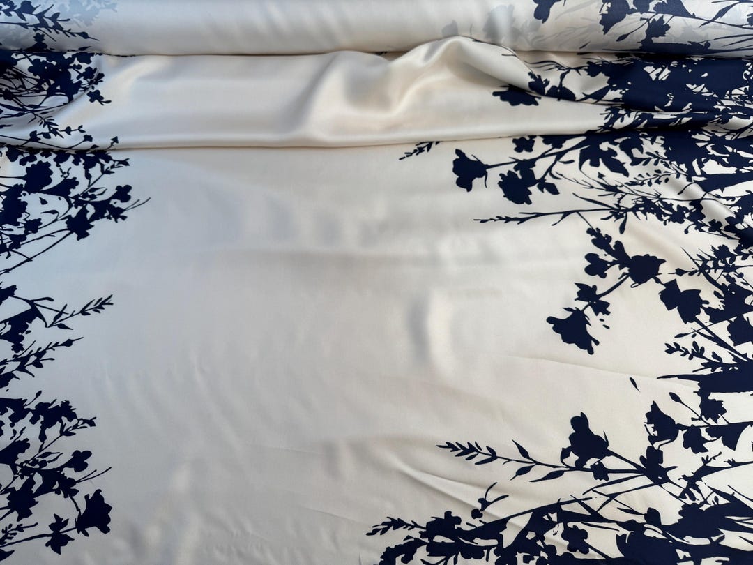 Silk Twill With Two Floral Borders, Luxury Italian Designer Fabric. - Etsy