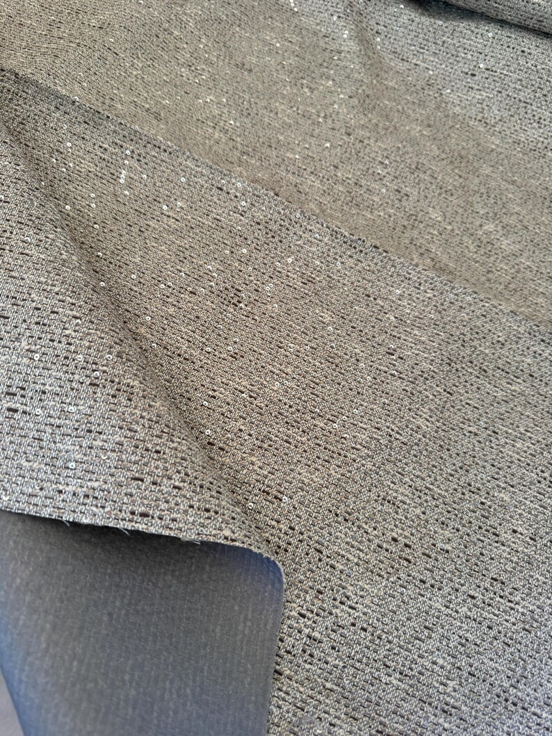 Designer Tweed Fabric With Underlining Fuseline, Luxury Italian Fabric ...