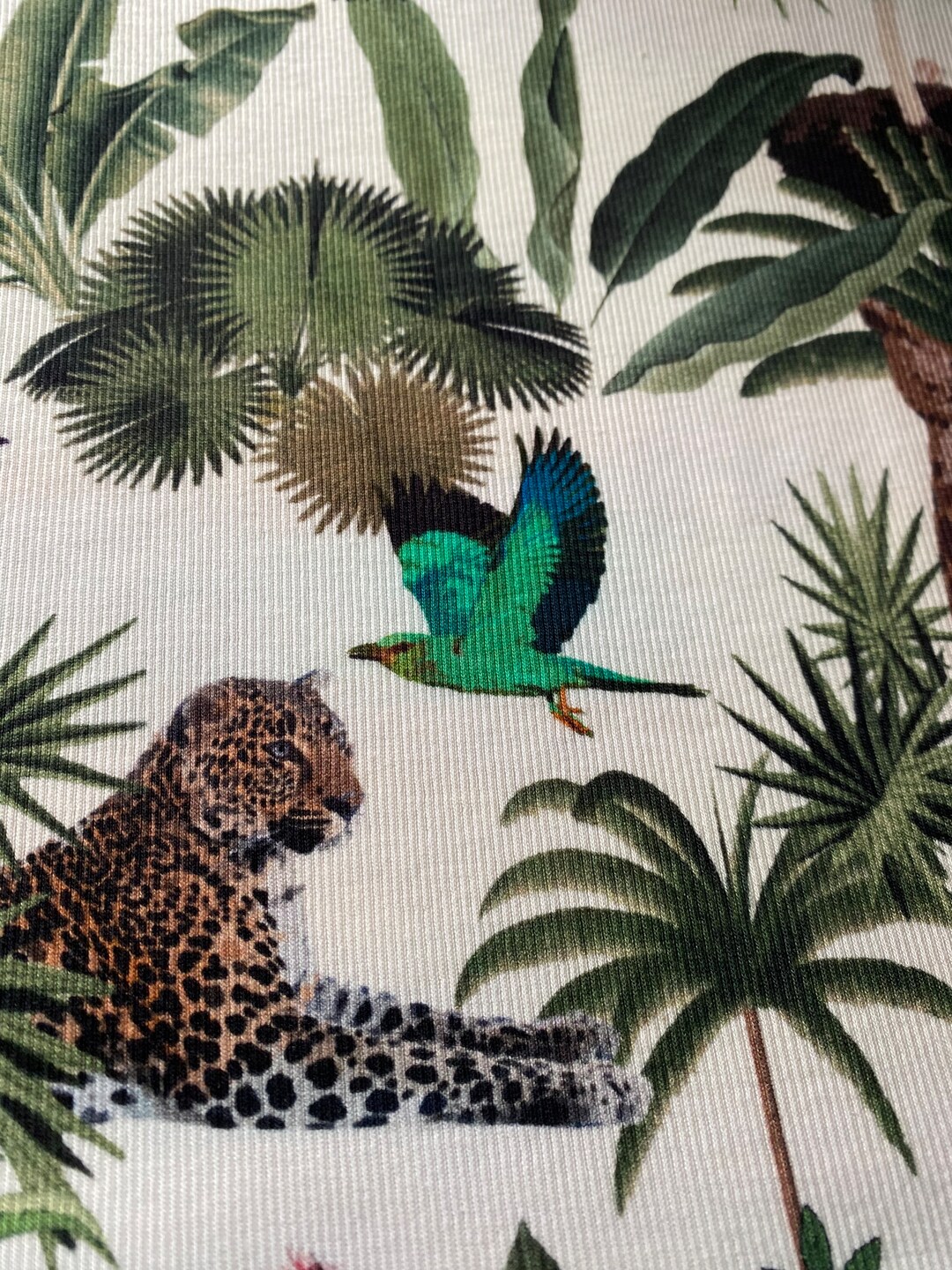 Tropical Animal Print Cotton Jersey Fabric: Soft, Stretchy Italian Knit ...