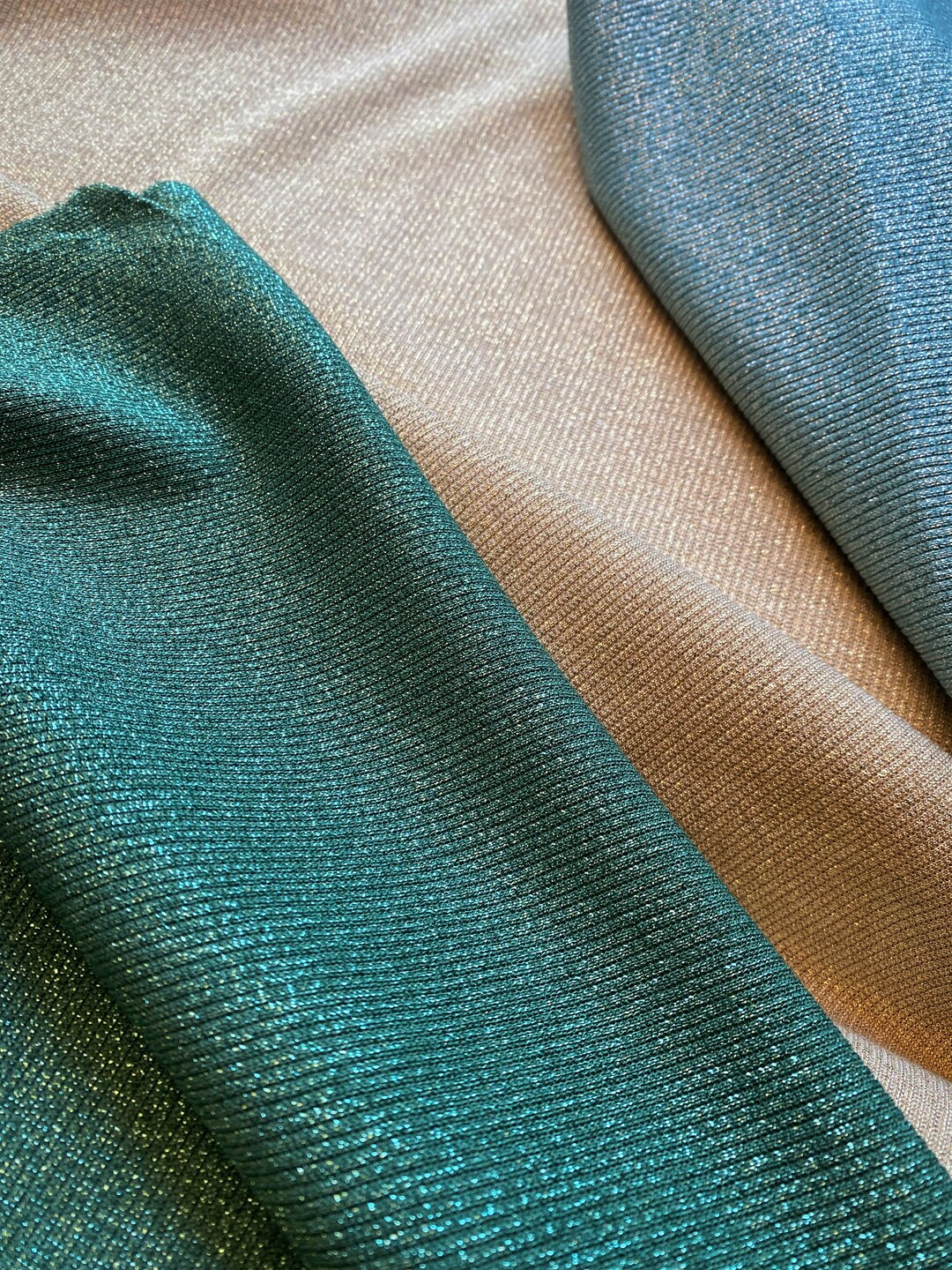 Metallic Jersey Rib Knit in Three Colors, Italian Fabric by Yard, Price ...