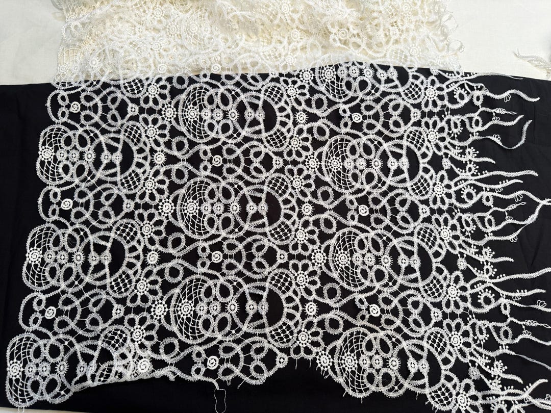 White Bobbin Narrow Lace Fabric, Luxury Lace Fabrics by Yard. - Etsy