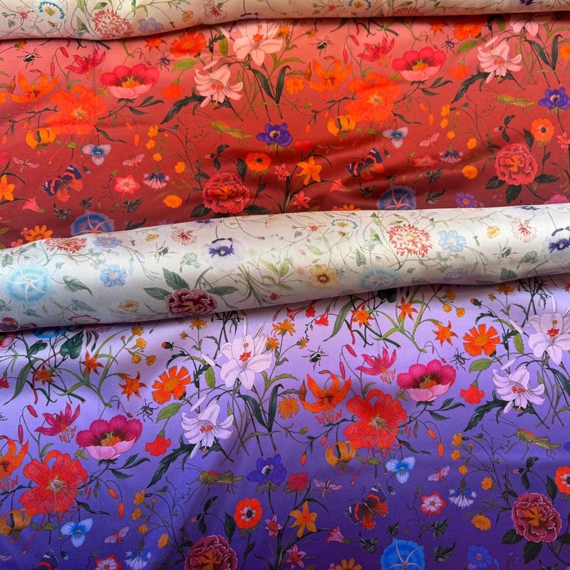 Floral Silk Italian Fabric - Etsy
