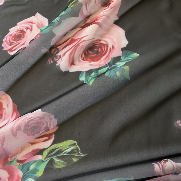 Rose Print Fabric - Etsy
