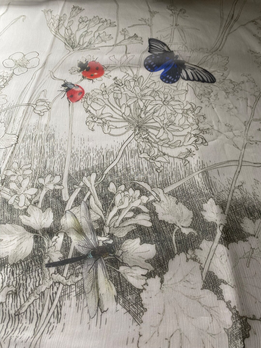 Crinkled Silk Chiffon Fabric Panel in Two Colors Italian - Etsy