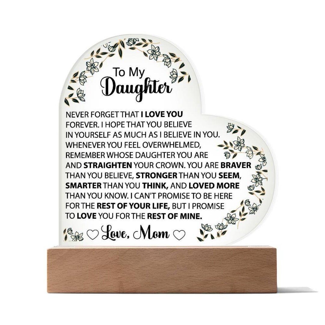 To My Daughter Acrylic Heart Plaque Daughter Birthday Gift Sentimental ...