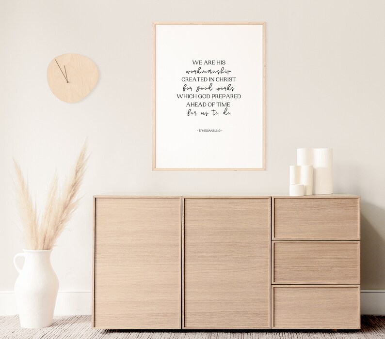 Ephesians 2:10 Bible Verse Scripture Wall Art Print Modern Christian Home Living Room Kitchen ...