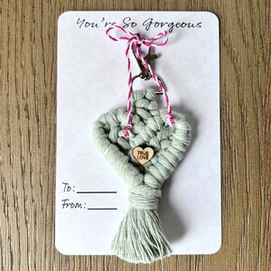 Macrame Conversation Heart Bag Charm Keychain | Purse Charm | Heart ...